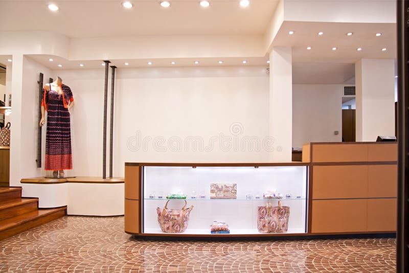 Inside of a clothes shop stock image. Image of showcase - 46767091