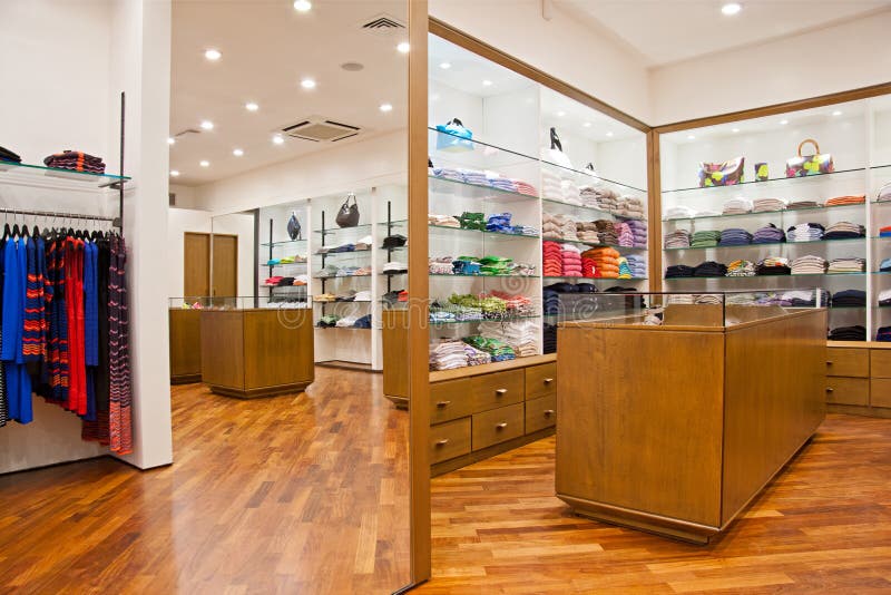 Inside of a clothes shop stock image. Image of fashion - 46767191