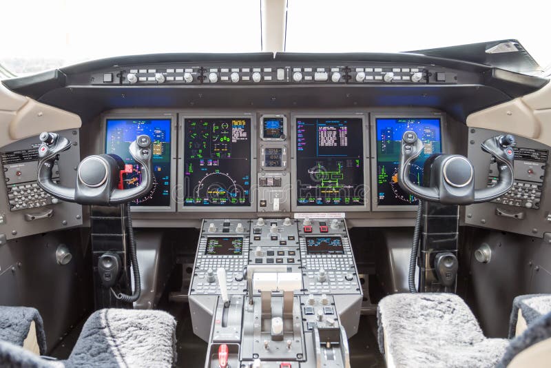 Inside the Cockpit of a Business Jet Stock Image - Image of screen ...