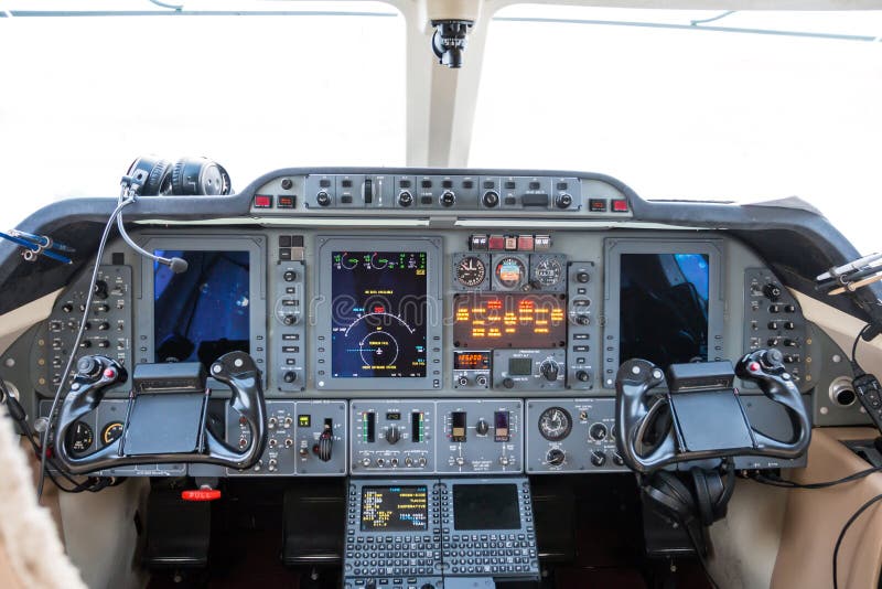 Inside the Cockpit of a Private Jet Stock Image - Image of busin ...
