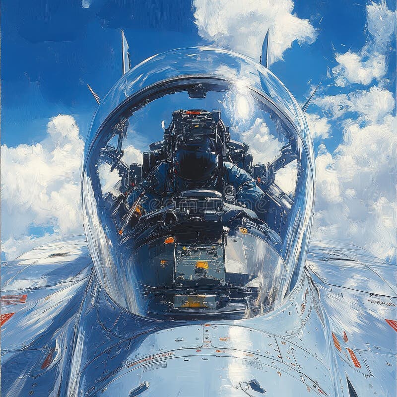 View from a Fighter Pilot S Cockpit Amidst a Fiery Aerial Battle Stock ...
