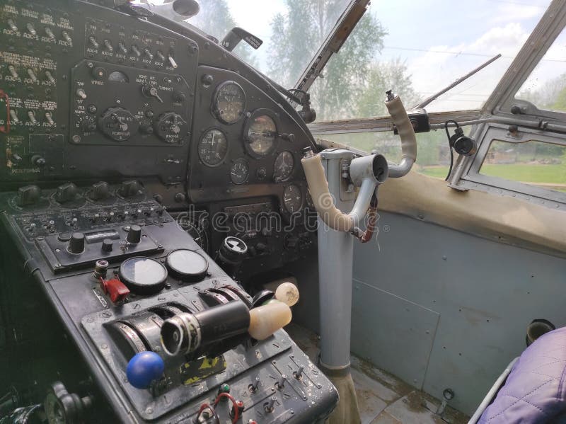 Inside the Cockpit of a Large Cargo Plane Stock Image - Image of ...