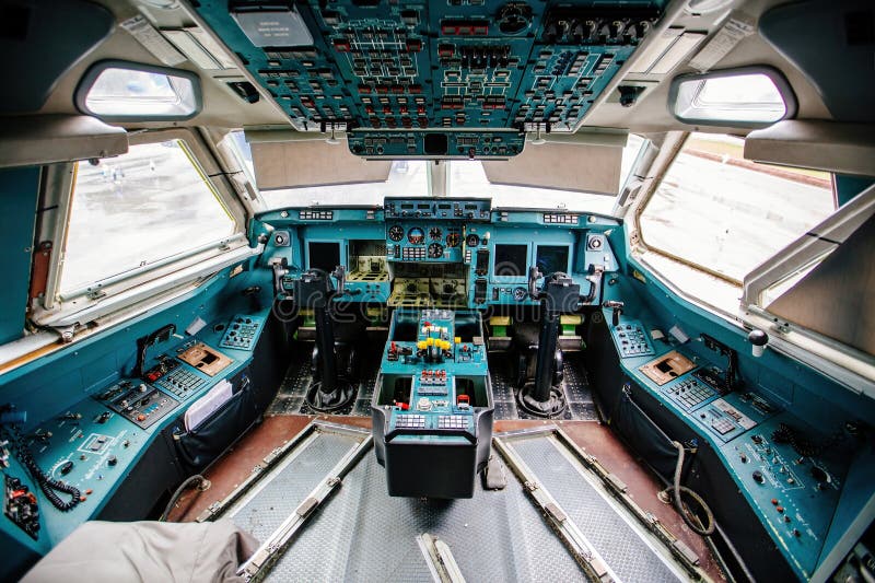 Inside the Cockpit of an Old Airplane Stock Photo - Image of aeroplane ...