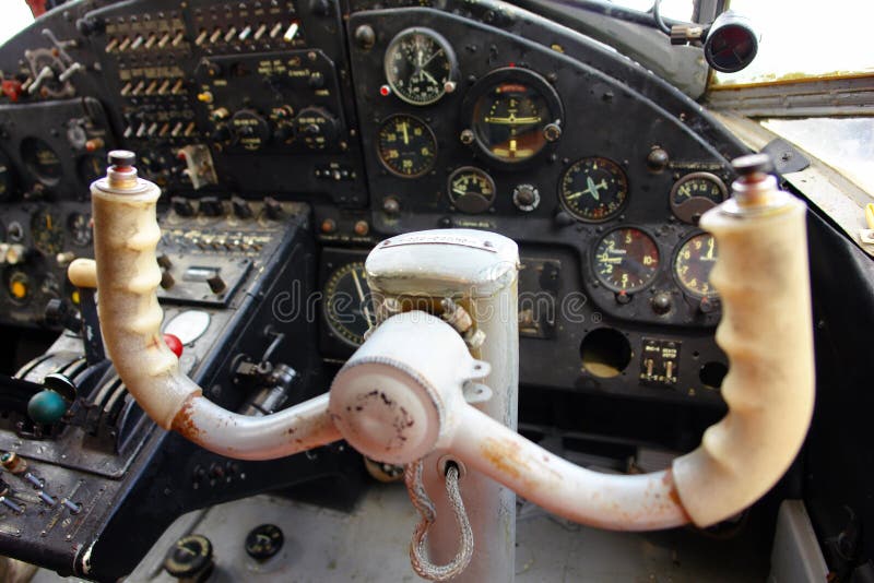 Inside the Cockpit of the Old Plane Stock Image - Image of aerospace ...
