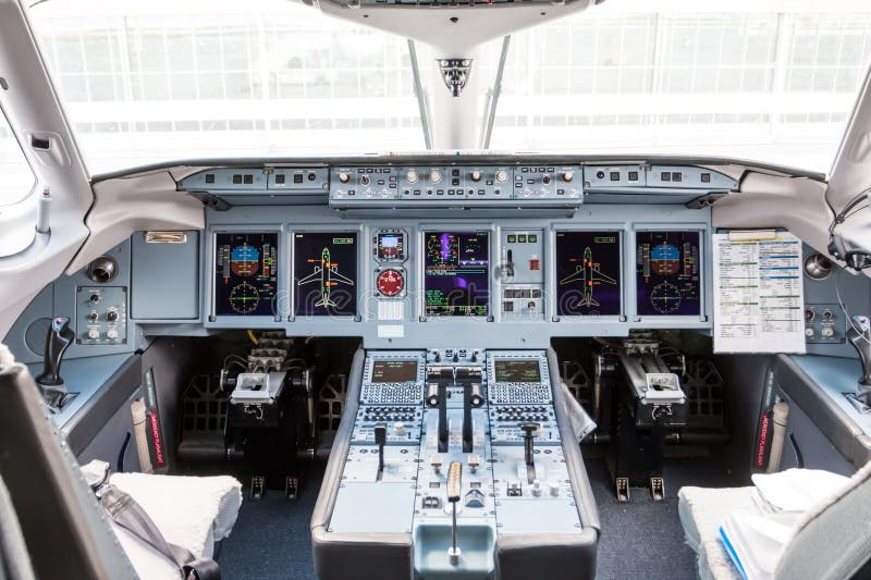 Inside the Cockpit of a Passenger Airplane Stock Photo - Image of ...