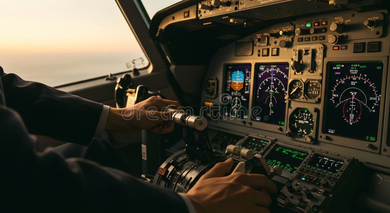 Pilot s Hands on Controls stock illustration. Illustration of controls ...