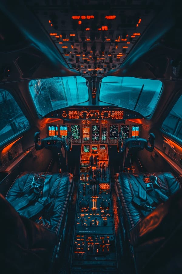 Inside the Cockpit a View of the Airplane Instrument Panel, Controls ...