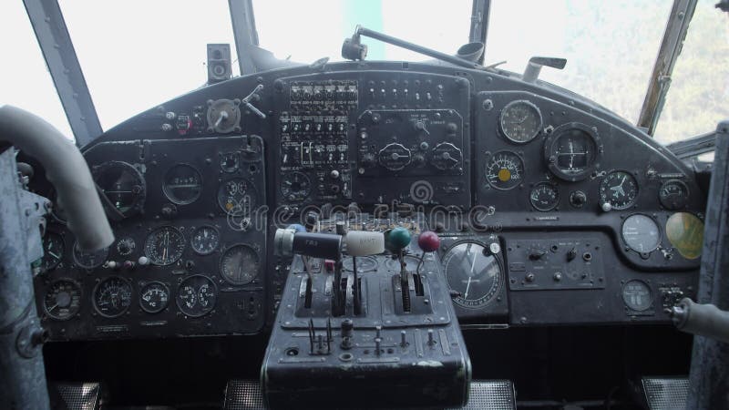 Inside the Cockpit of a Vintage Aircraft Showcasing Complex Instruments ...