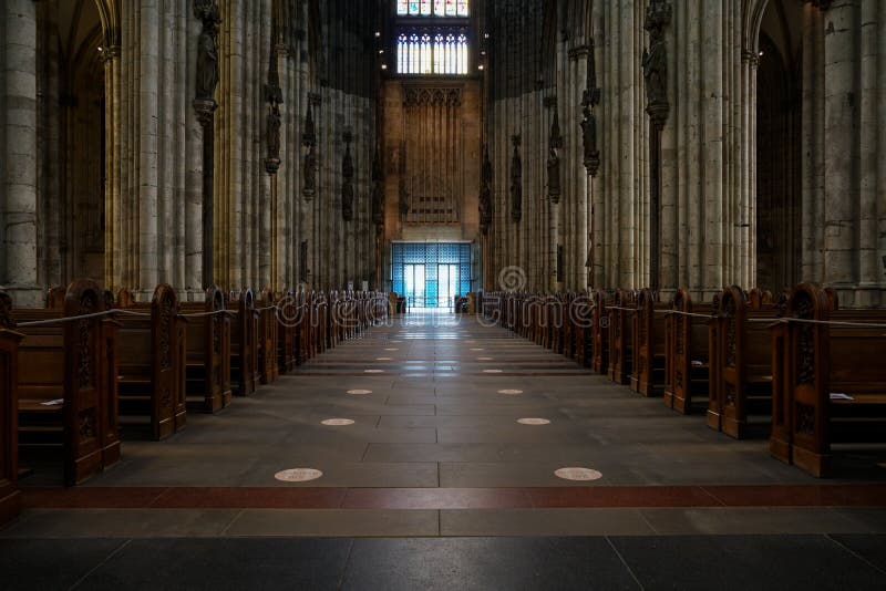 Inside the Cologne Cathedral with a View through the Central Aisle ...