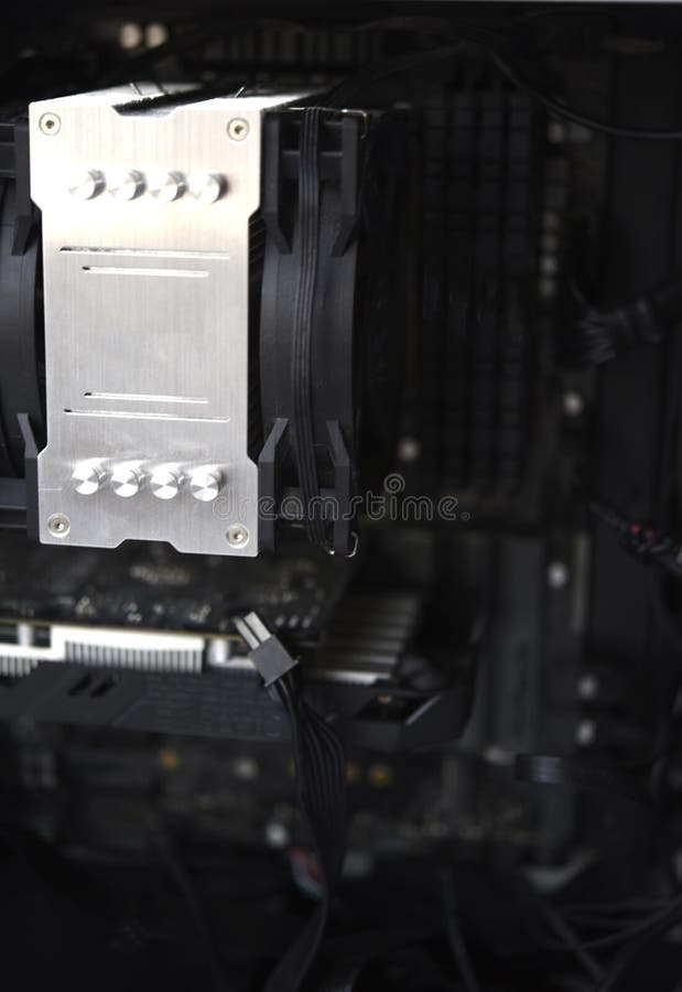 Inside the Computer Case. Processor Radiator and RAM Stock Image ...