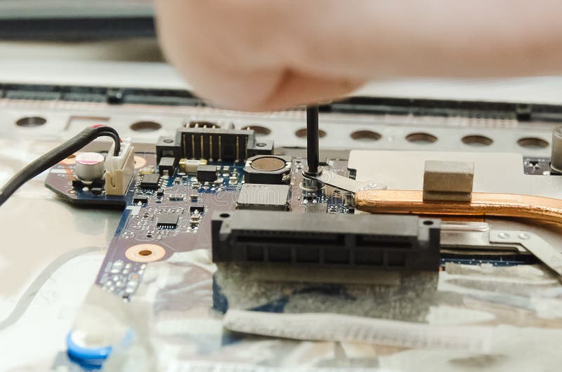 Inside the Computer. Electronic Components of Laptop Stock Image ...