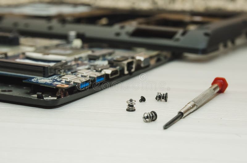 Inside the Computer. Electronic Components of Laptop Stock Photo ...