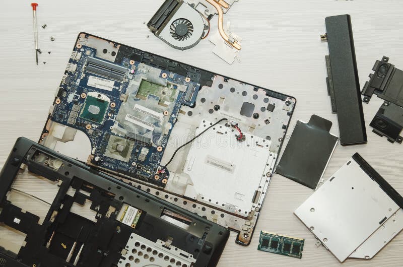 Inside the Computer. Electronic Components of Laptop Stock Photo ...