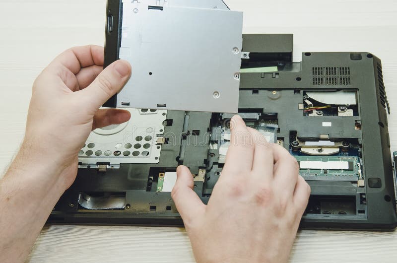 Inside The Computer. Electronic Components Of Laptop Stock Image ...