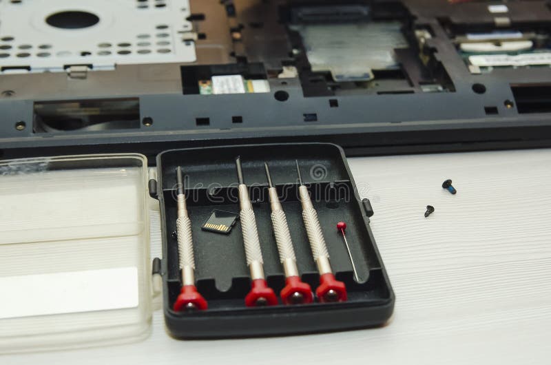 Inside the Computer. Electronic Components of Laptop Stock Image ...