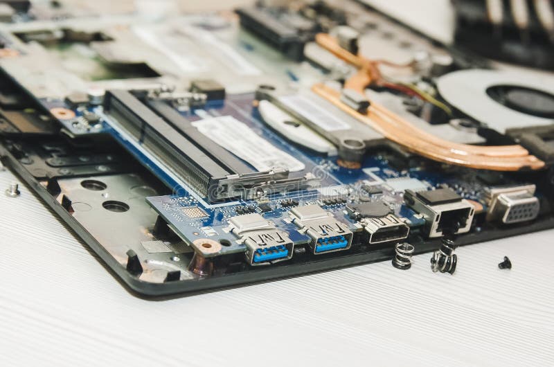 Inside the Computer. Electronic Components of Laptop Stock Image ...