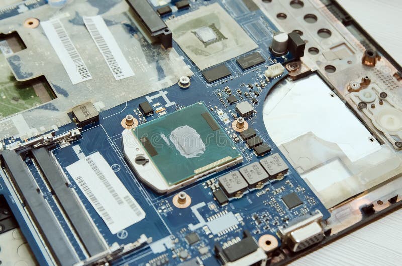 Inside the Computer. Electronic Components of Laptop Stock Photo ...