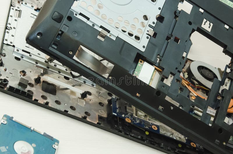 Inside the Computer. Electronic Components of Laptop Stock Photo ...