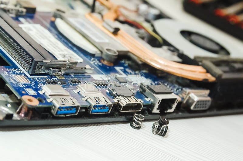 Inside the Computer. Electronic Components of Laptop Stock Photo ...