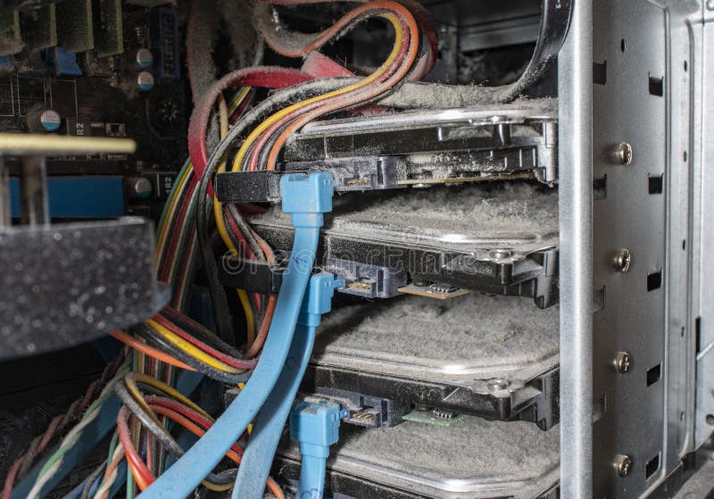 The Inside of the Computer Needs To Be Cleaned of Dust. Close-up of ...