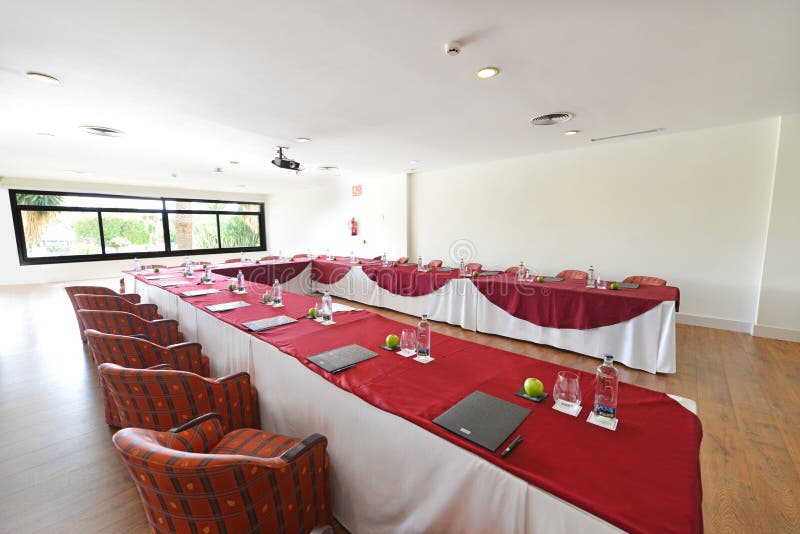 Inside of a Conference Hall with Set-up Chairs and Tables Stock Photo ...