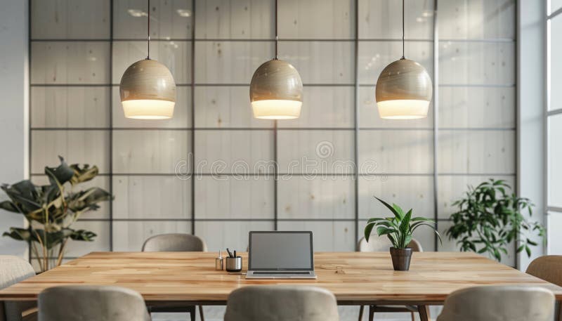 Inside a Conference Room, There is a Wooden Table with Chairs, and a ...