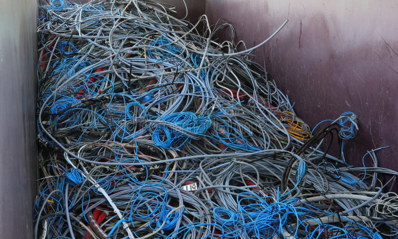 Inside a Container with Bundles of Old Copper and PVC Electrical Cables ...