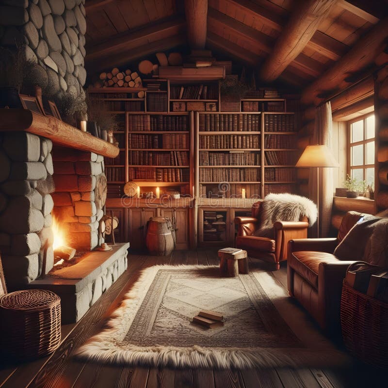 Inside of a cottage stock illustration. Illustration of inside - 335798323