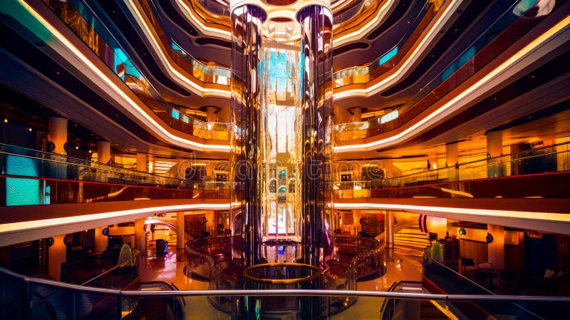 The Inside of Cruise Ship with Large Clock on it S Side. Generative AI ...