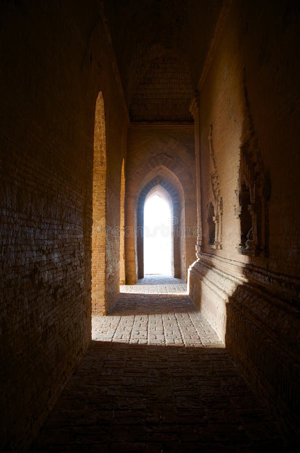 Inside the Dark Temple in Bagan on a Bluebird Day Stock Photo - Image ...