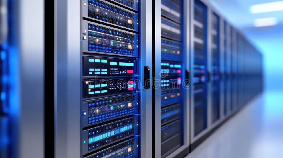 Inside the Data Center, a Row of Powerful Servers Driving the Digital ...