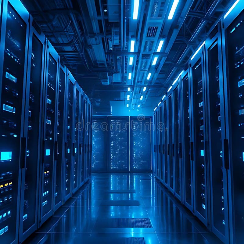 Inside a Data Center, Where Information Travels Fast. Stock ...