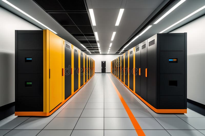 Inside the Data Servers Storage Room - Generative AI Stock Illustration ...