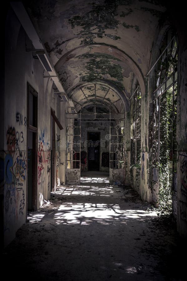 Inside a Decaying, Vandalised Structure Stock Image - Image of worn ...