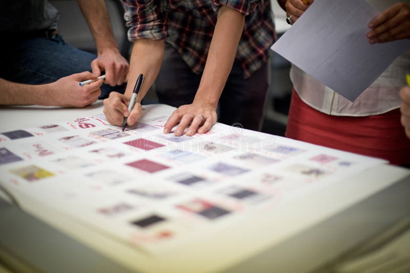 Designers Gather for Press Check Marking Print Out Close Up Stock Image ...