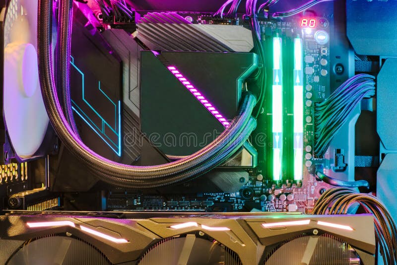 Inside Desktop PC Gaming and Cooling Fan CPU System with Multicolored ...