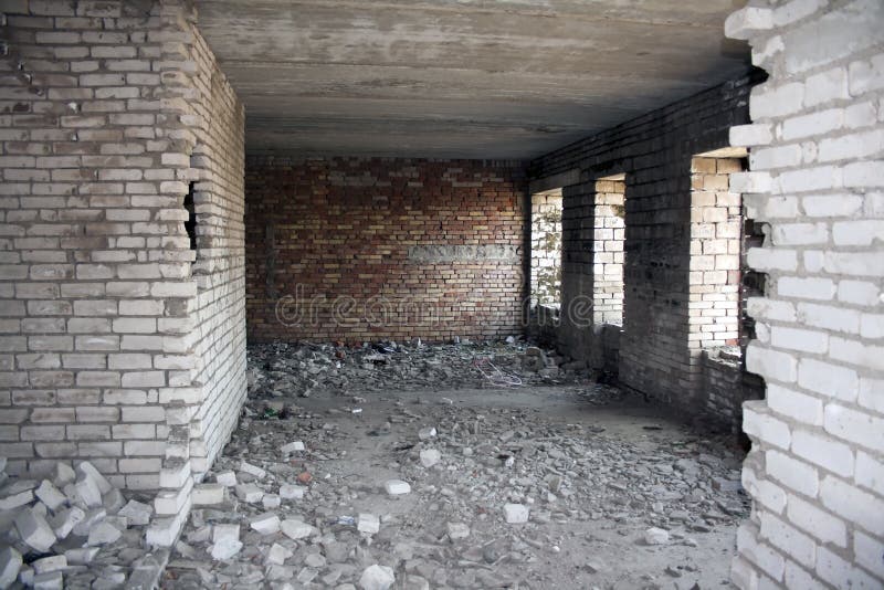 Inside destroyed building stock photo. Image of bombing - 63329908