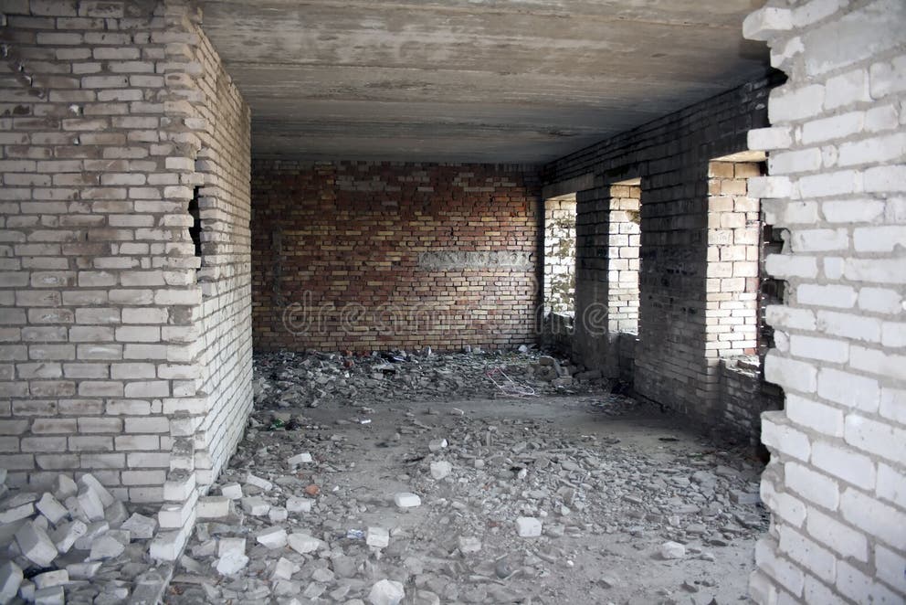 Inside destroyed building stock photo. Image of bombing - 63329908