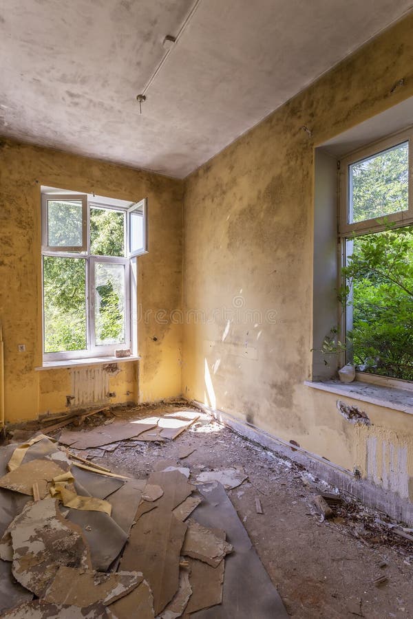 Inside the destroyed house stock image. Image of forest - 120610007