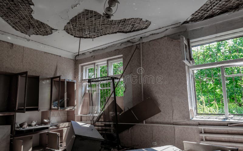 Inside a Destroyed House without People in an Abandoned City in Ukraine ...