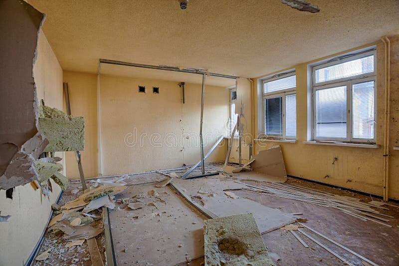 Inside the destroyed house stock image. Image of autumn - 49023849