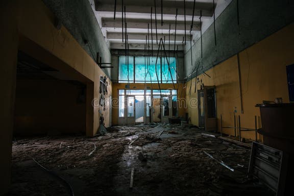 Inside Destroyed Office Building. Consequences of Attack Concept Stock ...