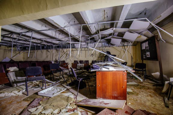 Inside Destroyed Office Building. Consequences of Attack Concept Stock ...