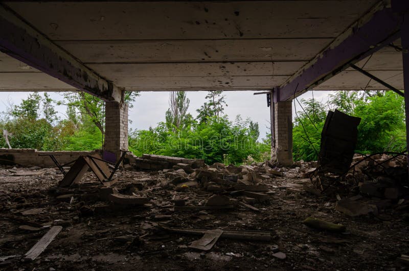 Inside a Destroyed School in Ukraine Stock Photo - Image of deadly ...