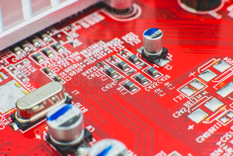 Inside Details of the Personal Computer. Microcircuit, Close Up Stock ...