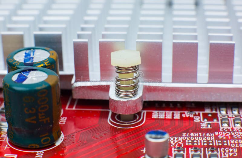 Inside Details of the Personal Computer. Microcircuit, Close Up Stock ...