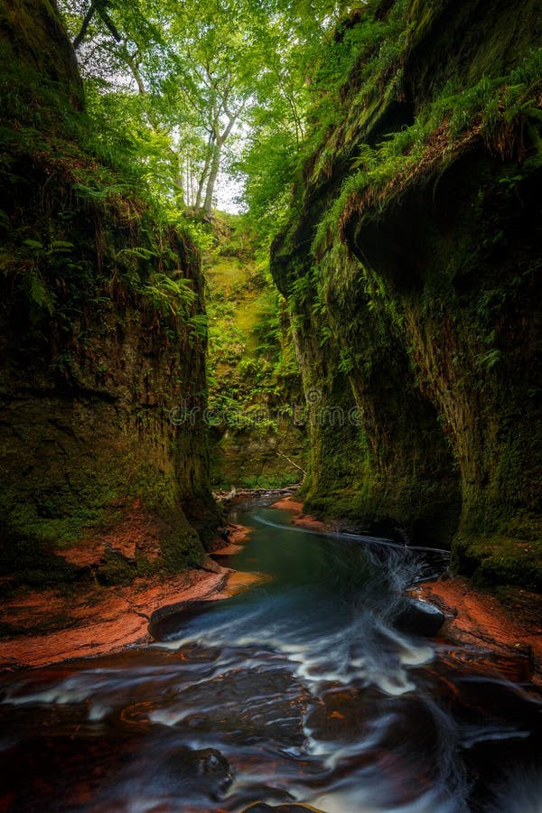 Inside of the Devilâ€™s Pulpit Gorge, with Running Water Stock Photo ...