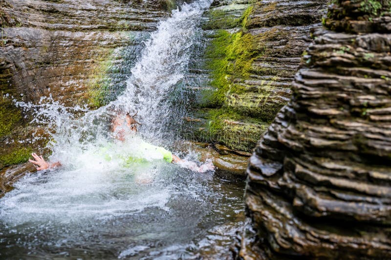 Inside the Devils Bathtub Waterfall and Pool As People Slide in ...