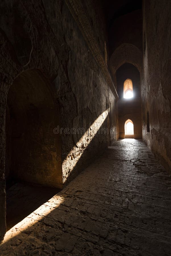 Inside of Dhammayangyi Pagoda Illuminated by Sunset Stock Photo - Image ...