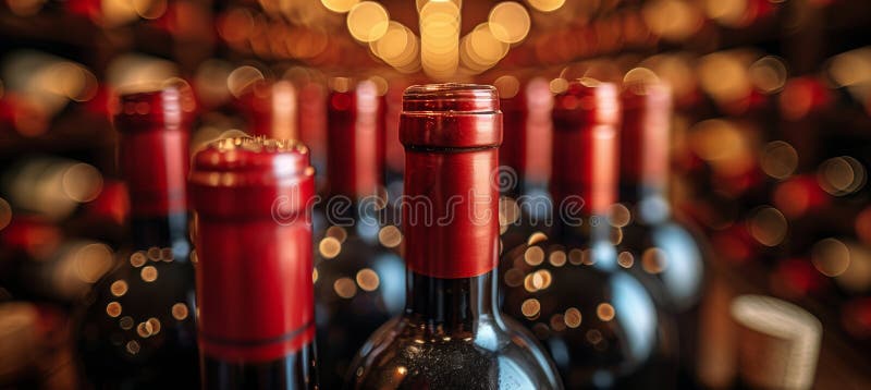 Elegant Red Wine Bottles in Rustic Cellar, Creating Luxurious and ...